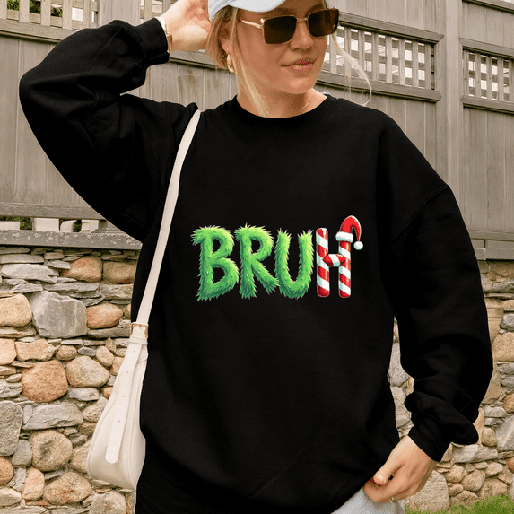 Funny Christmas Bruh Meme Holiday Humor For Kids And Teens Sweatshirt ...