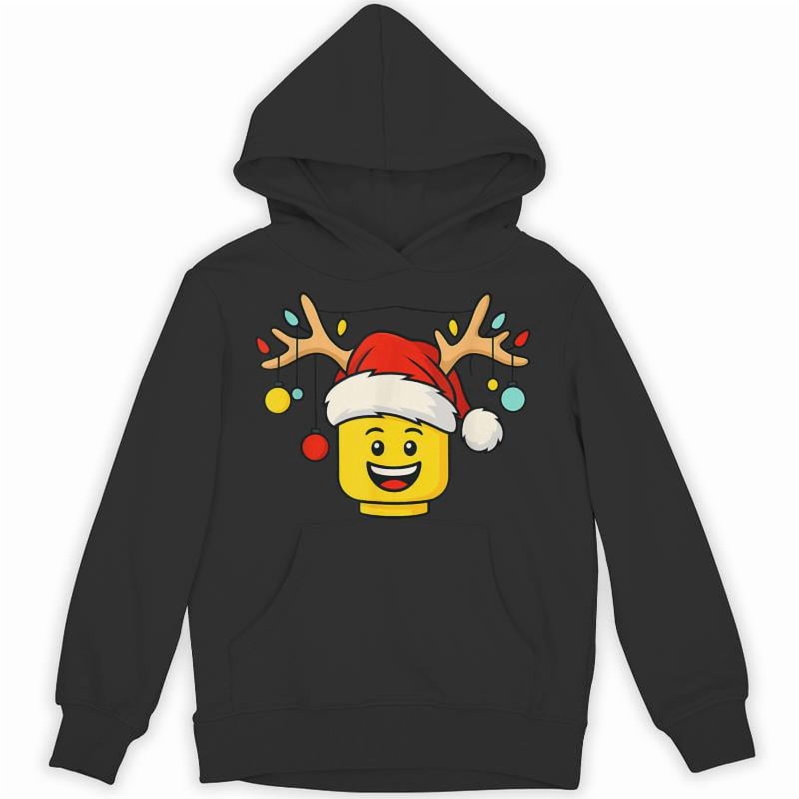 Funny Christmas Building Bricks Head With Santa Hat Antlers Holiday ...