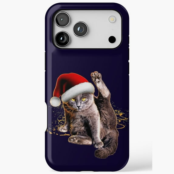 Funny Christmas Cat Art Case for iPhone 11 12 13 14 15 16 17 Pro Max ...