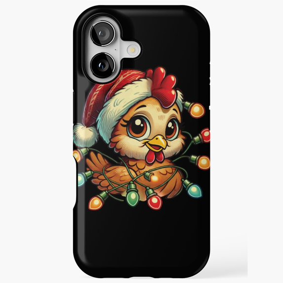 Funny Christmas Chicken With Fairy Lights Holiday Phone Case with ...