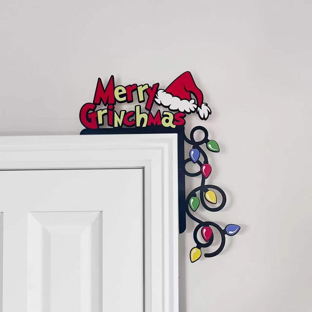 Funny Christmas Decorations Home Decor Door Sitter Wood Frame Corner ...