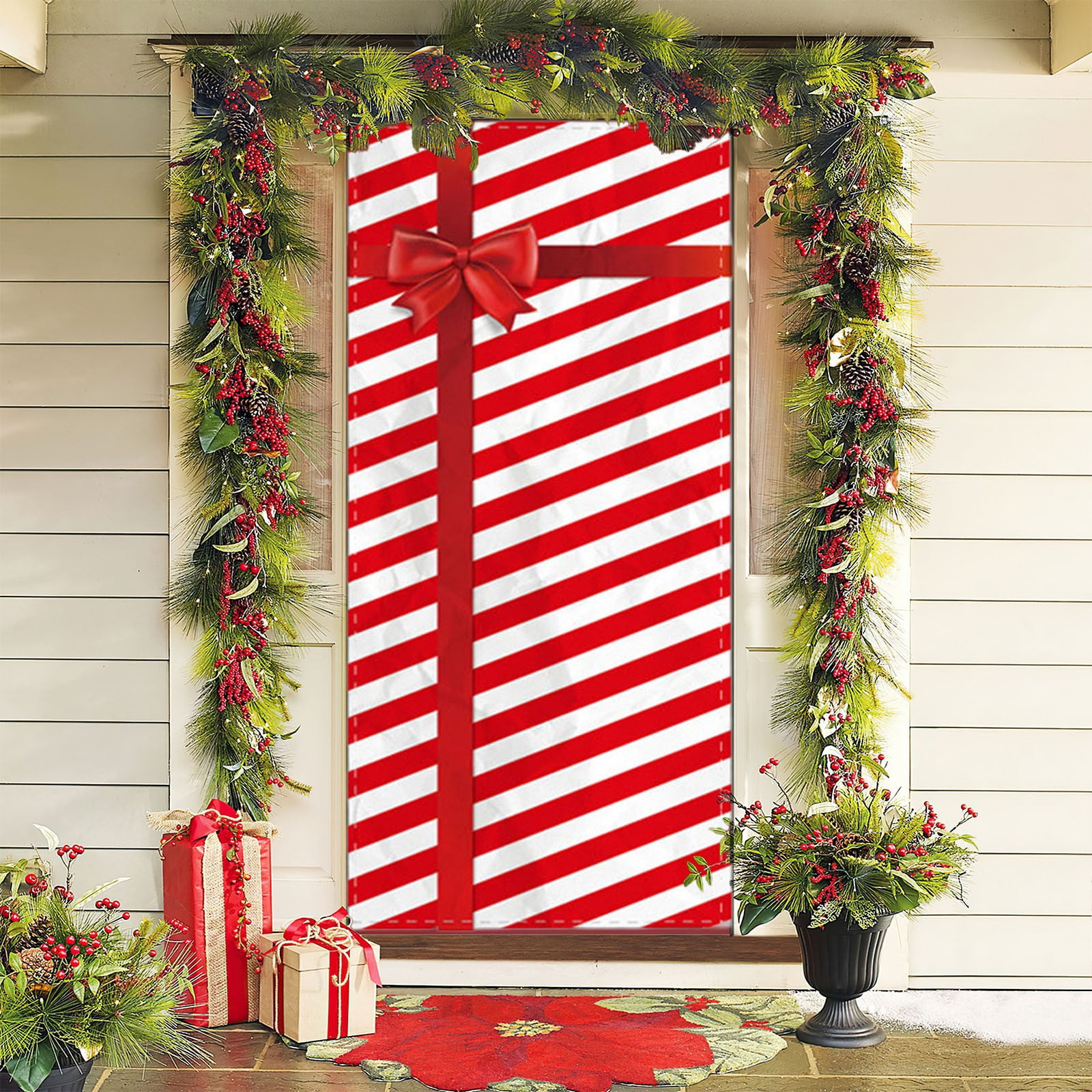 Funny Christmas Door Cover Banner Front Door Photo Backdrop Cloth ...