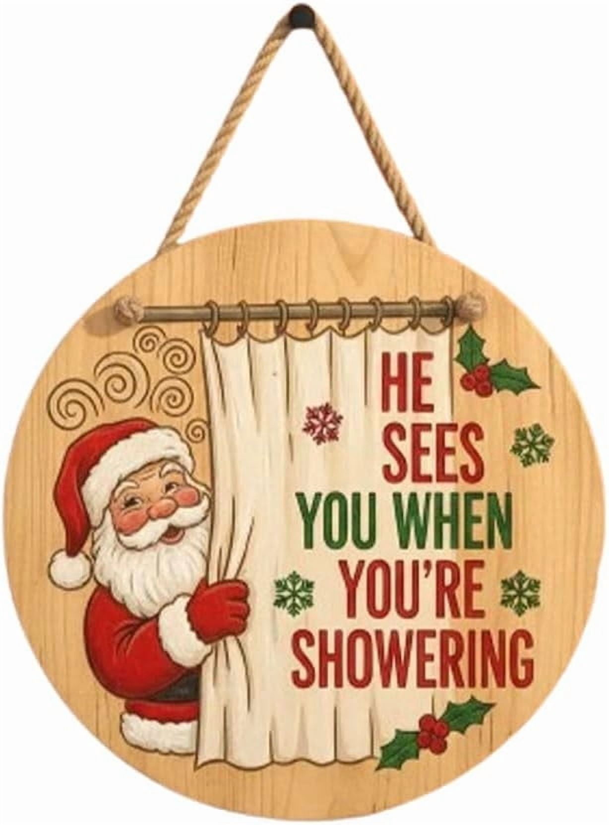 A Funny Christmas Door Sign Santa Surveillance Squad Wooden Hanging ...