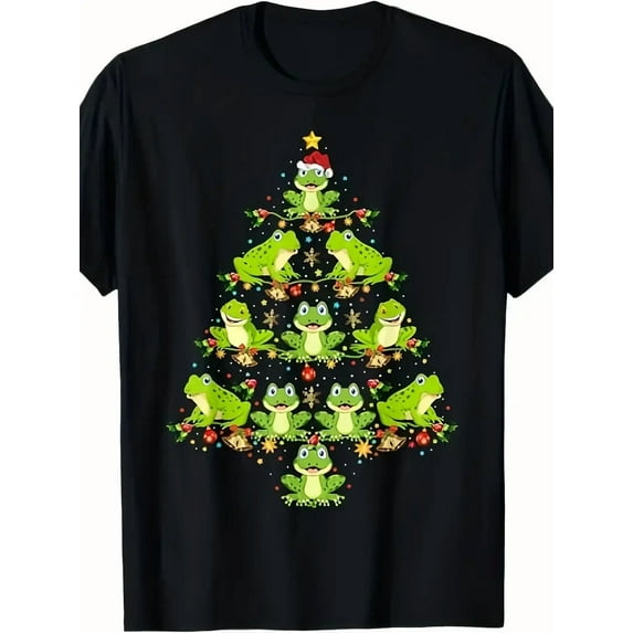Funny Christmas Frog Holiday Tree Gift Cotton Graphic T-Shirt, for Men ...