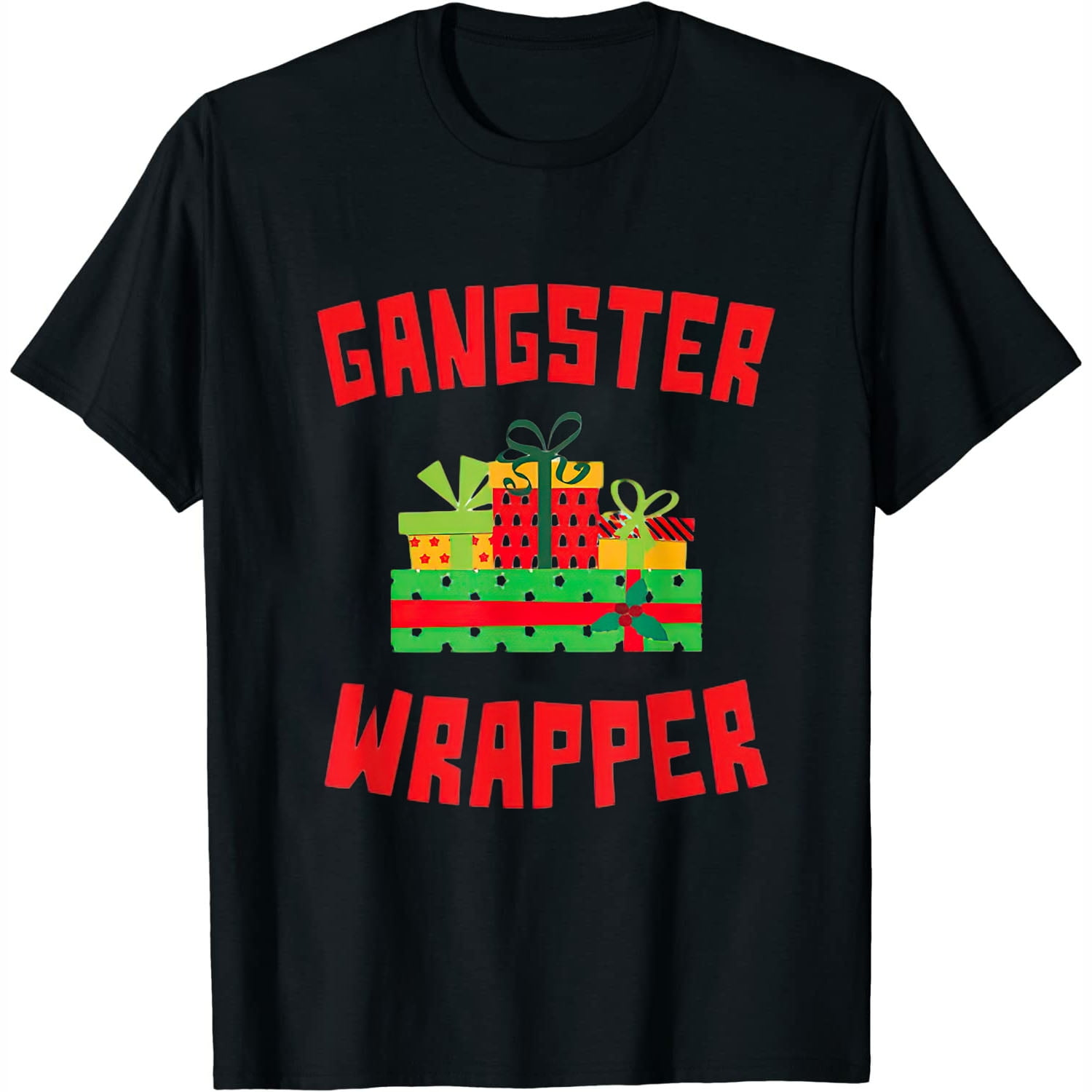 Funny Christmas Gangster Wrapper Gift Wrap Presents Womens T-Shirt Black 3X-Large - Walmart.com