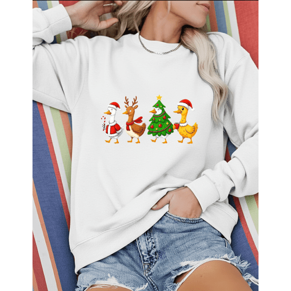Funny Christmas Goose In Festive Holiday Costumes Fun Sweatshirt, for ...