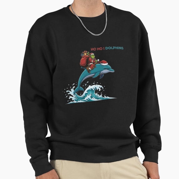 Funny Christmas Grouch Rider St. Nick Outfit Dolphin Wave Graphic ...