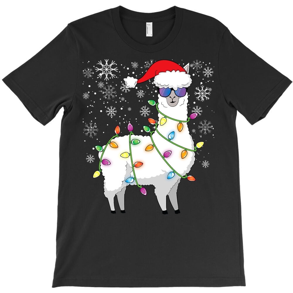 Funny Christmas Llama Alpaca with St. Nick Hat, Holiday Animal Graphic ...