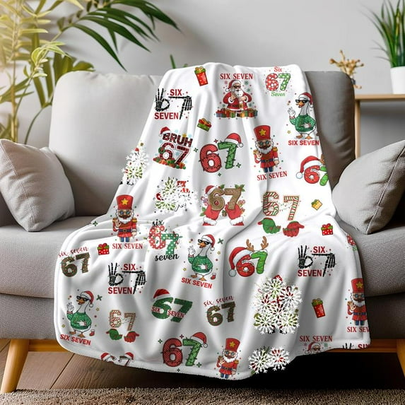 Funny Christmas Meme SIX Seven Fleece Blanket, Santa Says 67 Blanket ...