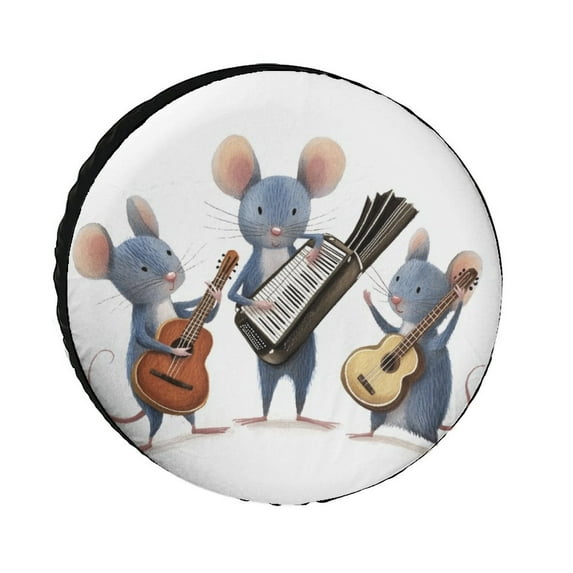 Funny Christmas Mouse Music Band Camping Spare Tire Cover Winter ...
