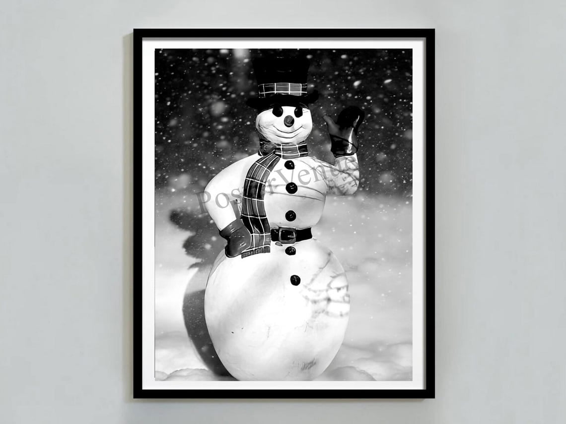 Funny Christmas Movie Poster, Christmas Decor Wall Art, Snowman Comedy ...