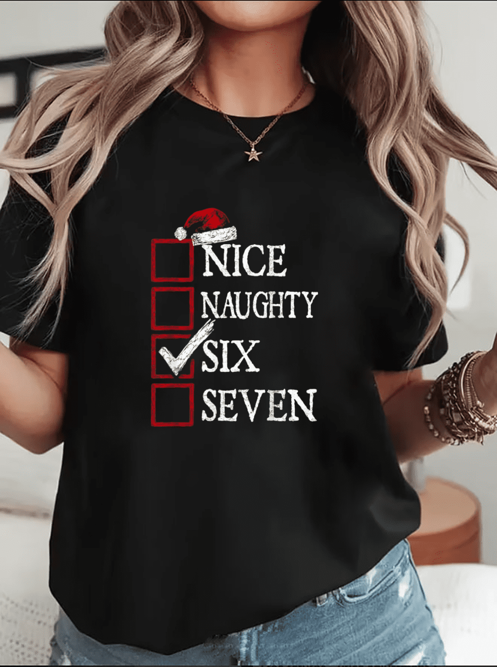Funny Christmas Nice Naughty 67 Meme Six Seven Holiday Unisex T-Shirt ...