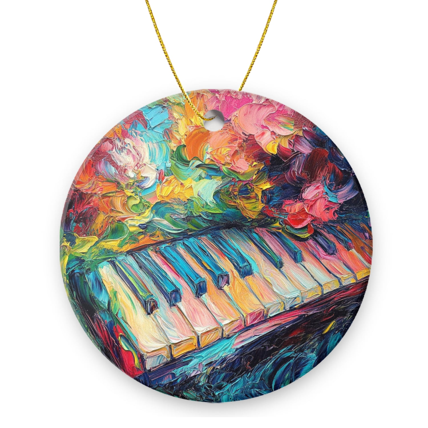 Funny Christmas Ornament,Beautiful Vivid - Hued Keys,Xmas Round Ceramic ...
