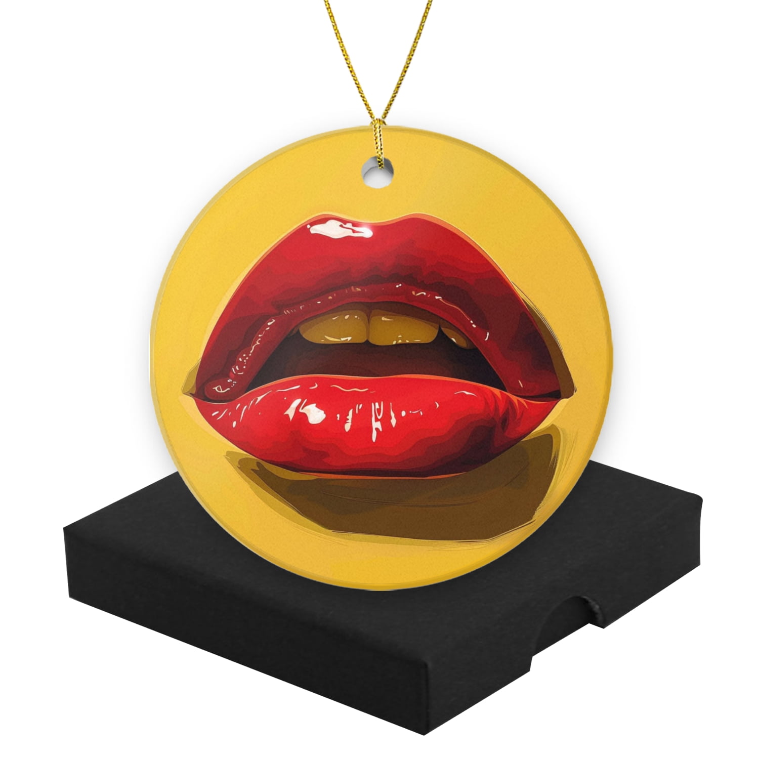 Funny Christmas Ornament,Open Red Lips With Tongue Sticking Out On ...