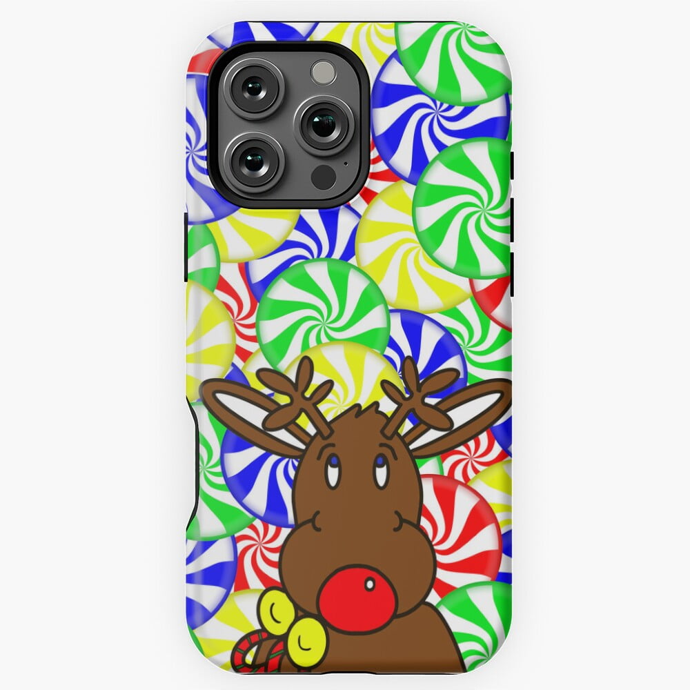 Funny Christmas Reindeer Candy Phone Case for iPhone 11 12 13 14 15 16 ...