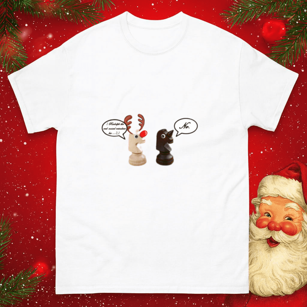 Funny Christmas Reindeer Chess Pieces Holiday Game Unisex T-Shirt, for ...