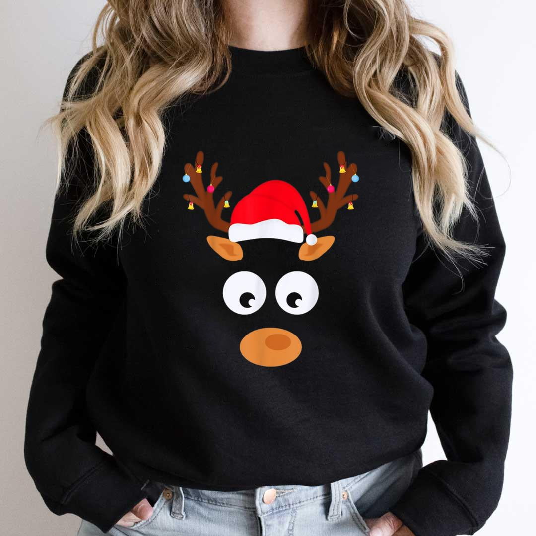 Funny Christmas Reindeer Face Graphic Tee, Cute Matching Family SW16937 ...