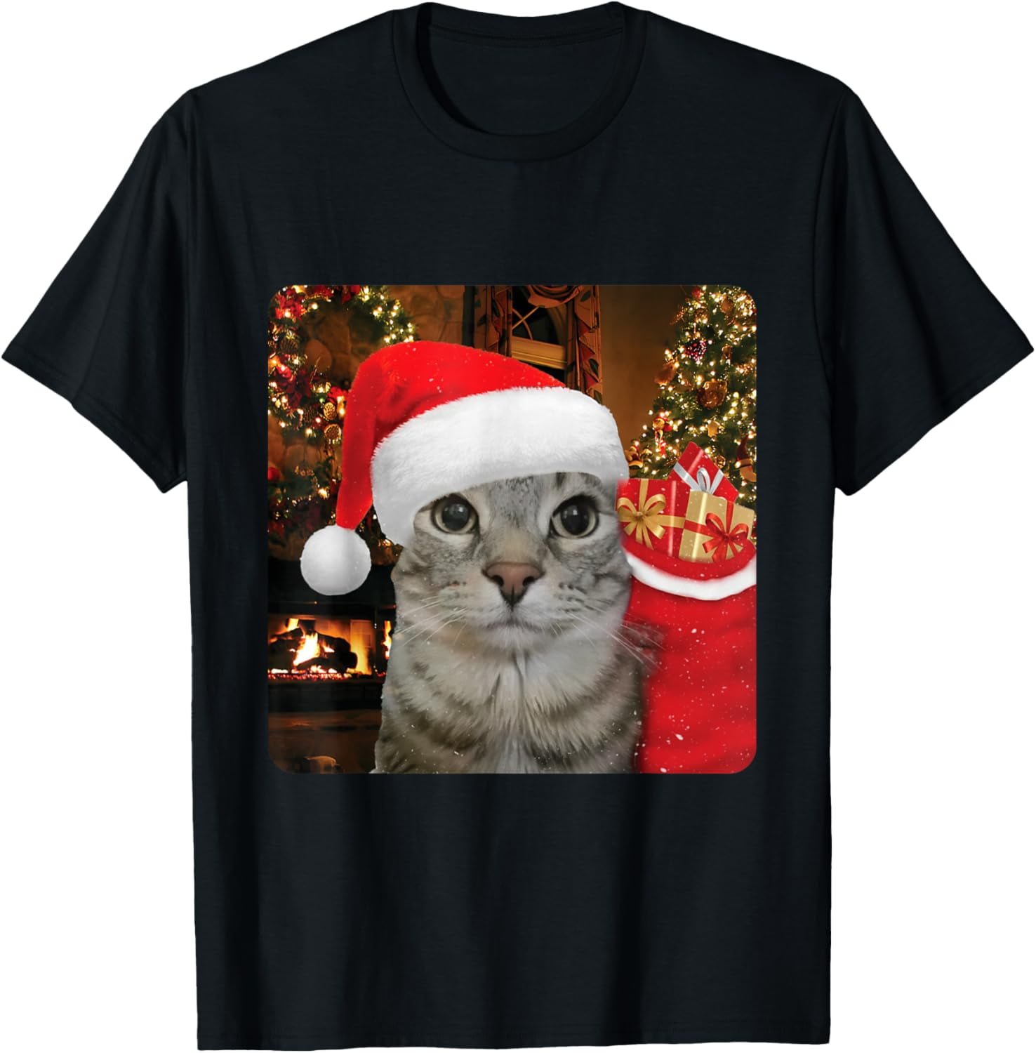 Funny Christmas Rizz Season Humor Cat Internet Meme Brainrot T-Shirt ...