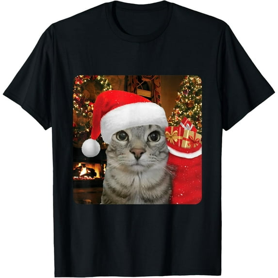 Funny Christmas Rizz Season Humor Cat Internet Meme Brainrot T-Shirt ...