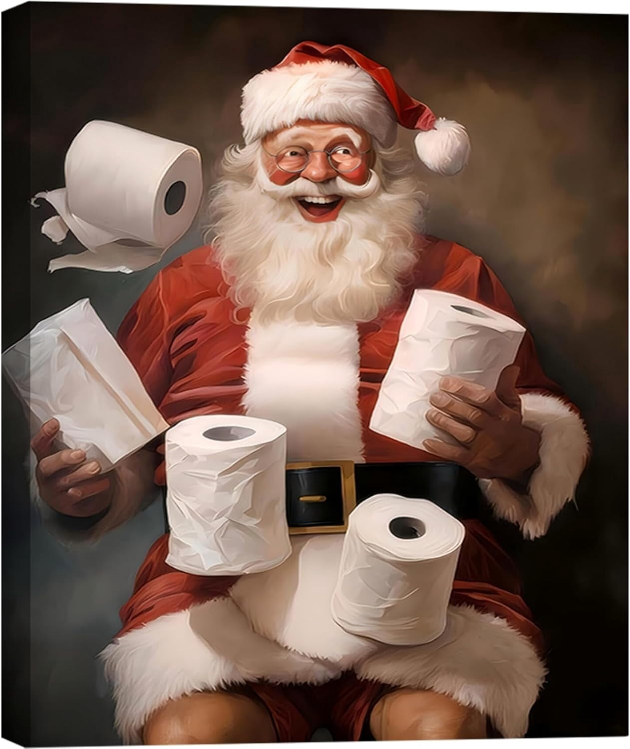 Funny Christmas Santa Bathroom Wall Art Prints, Winter Christmas Santa ...