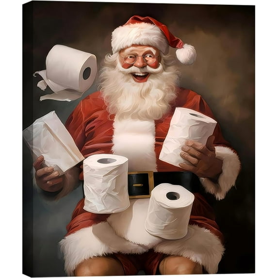 Funny Christmas Santa Bathroom Wall Art Prints, Winter Christmas Santa ...