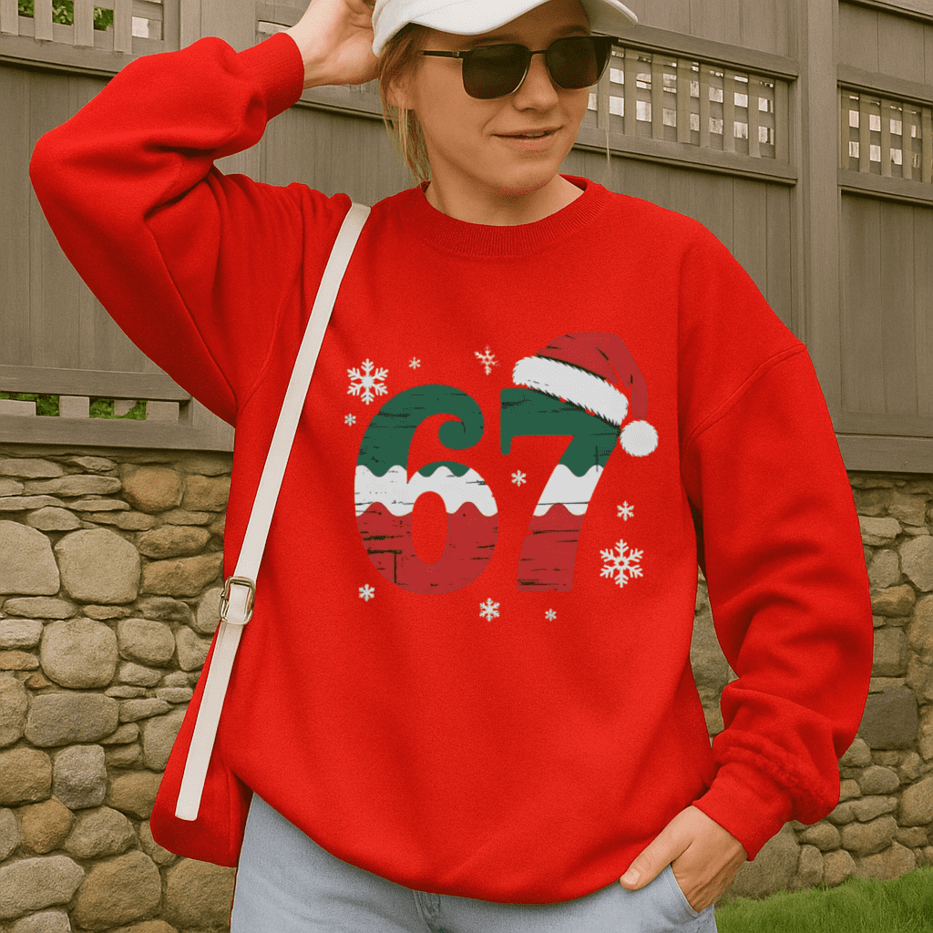 Funny Christmas Six Seven Number Meme Premium Holiday Vibe Sweatshirt ...