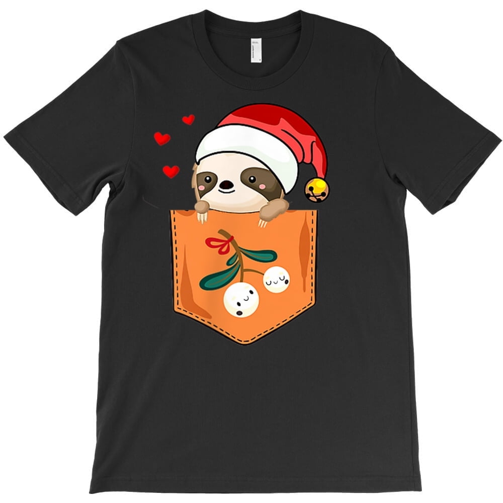 Funny Christmas Sloth in a Faux Pocket, Cute Holiday Animal Graphic ...
