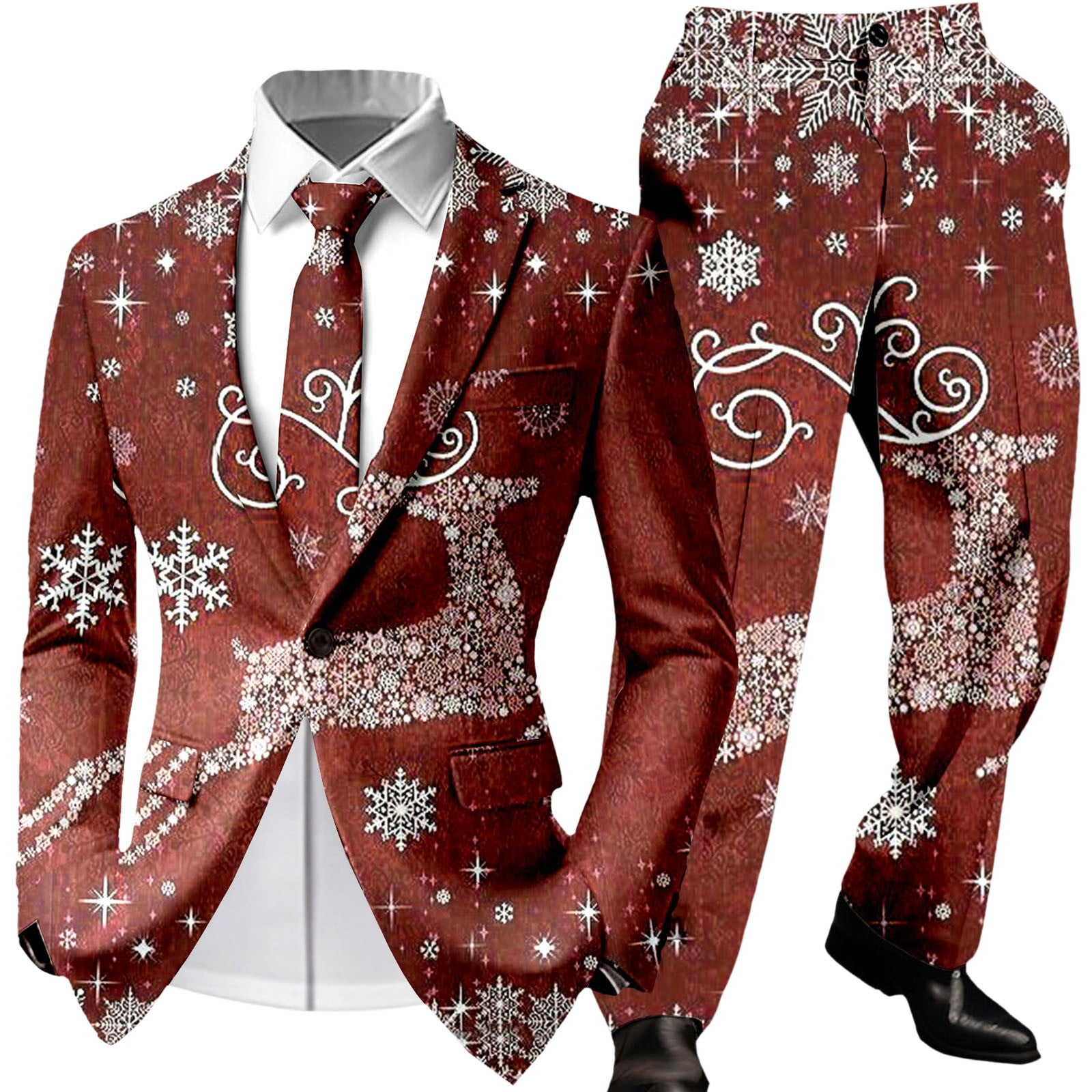 Funny Christmas Suits for Men 2 Piece Classic Fit One Button Xmas ...