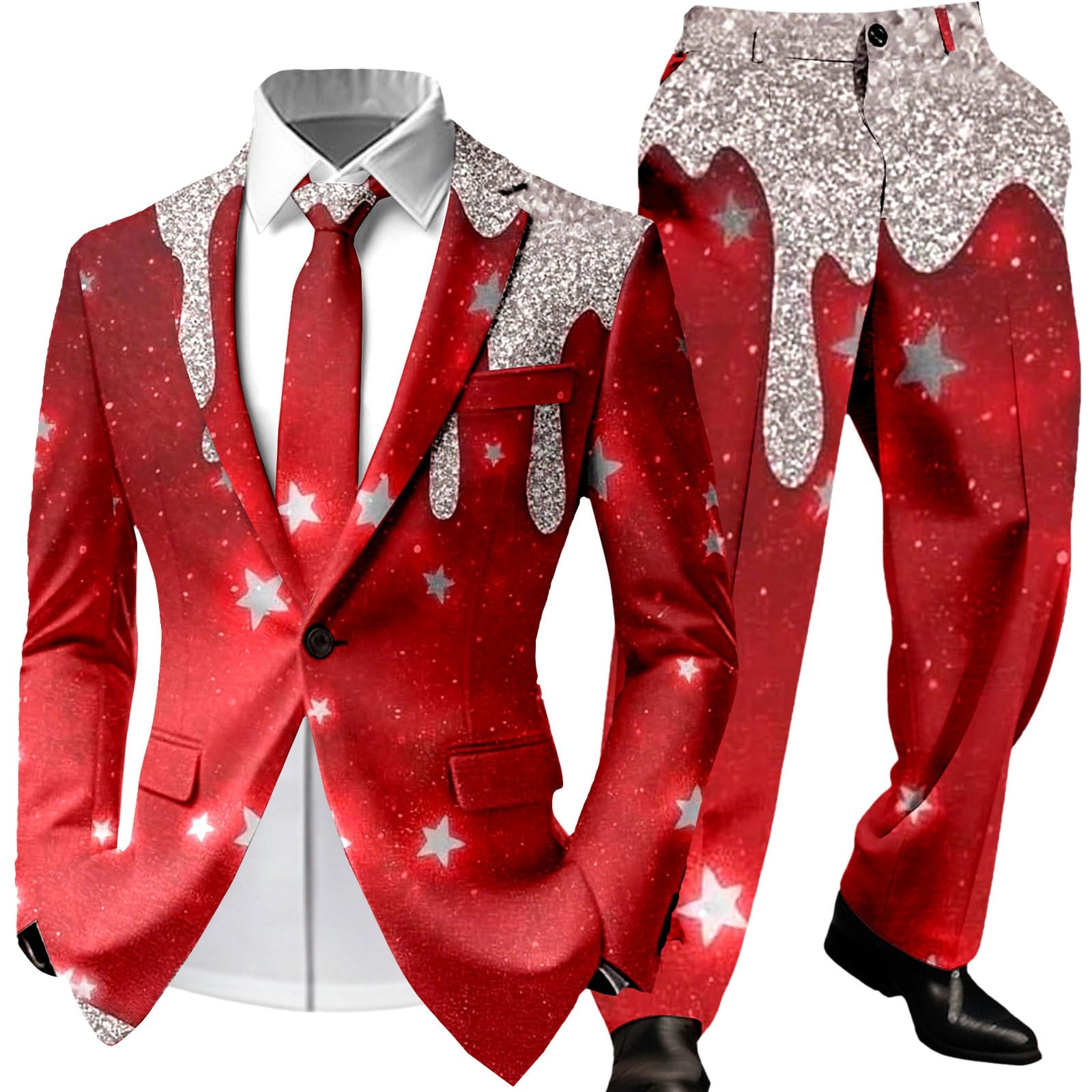 Funny Christmas Suits for Men 2 Piece Funny One Button Formal Xmas ...