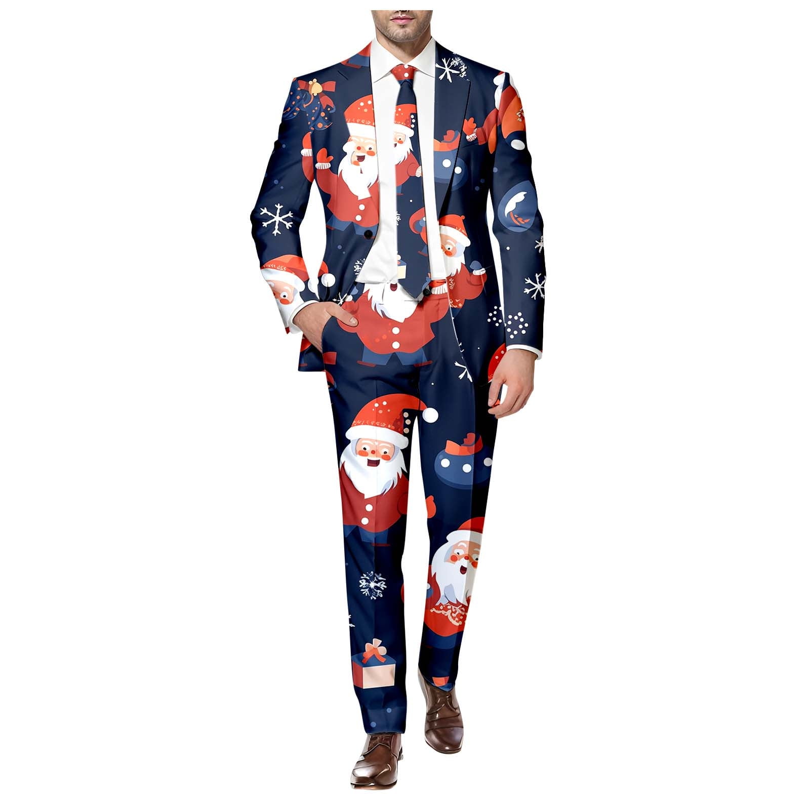 Funny Christmas Suits for Men 2 Piece Funny One Button Xmas Reindeer ...