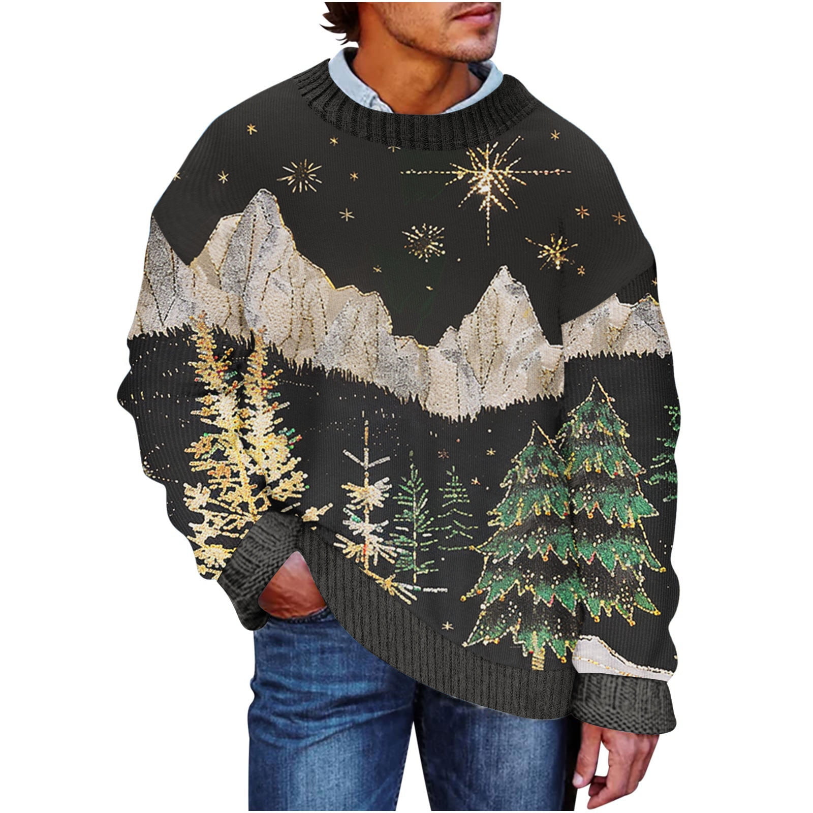 Funny Christmas Sweaters - Men Sweaters, Mens Christmas Tree Pattern ...