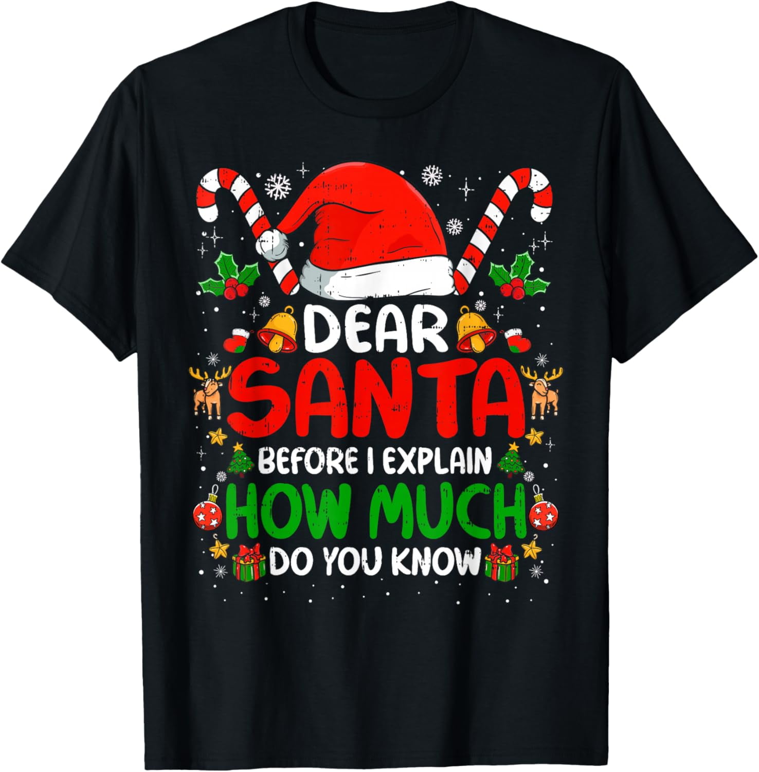 Funny Christmas T-Shirt Unisex Holiday Humor Graphic Tee Santa Gift ...