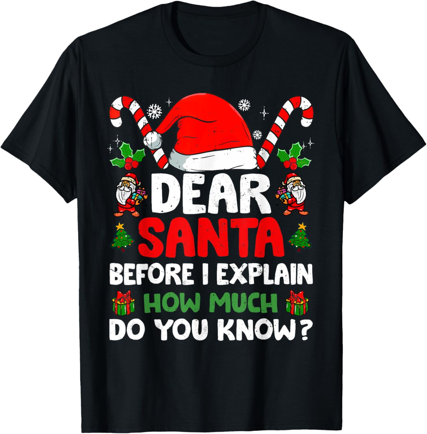 Funny Christmas T-Shirt Unisex Holiday Humor Graphic Tee Santa Gift ...
