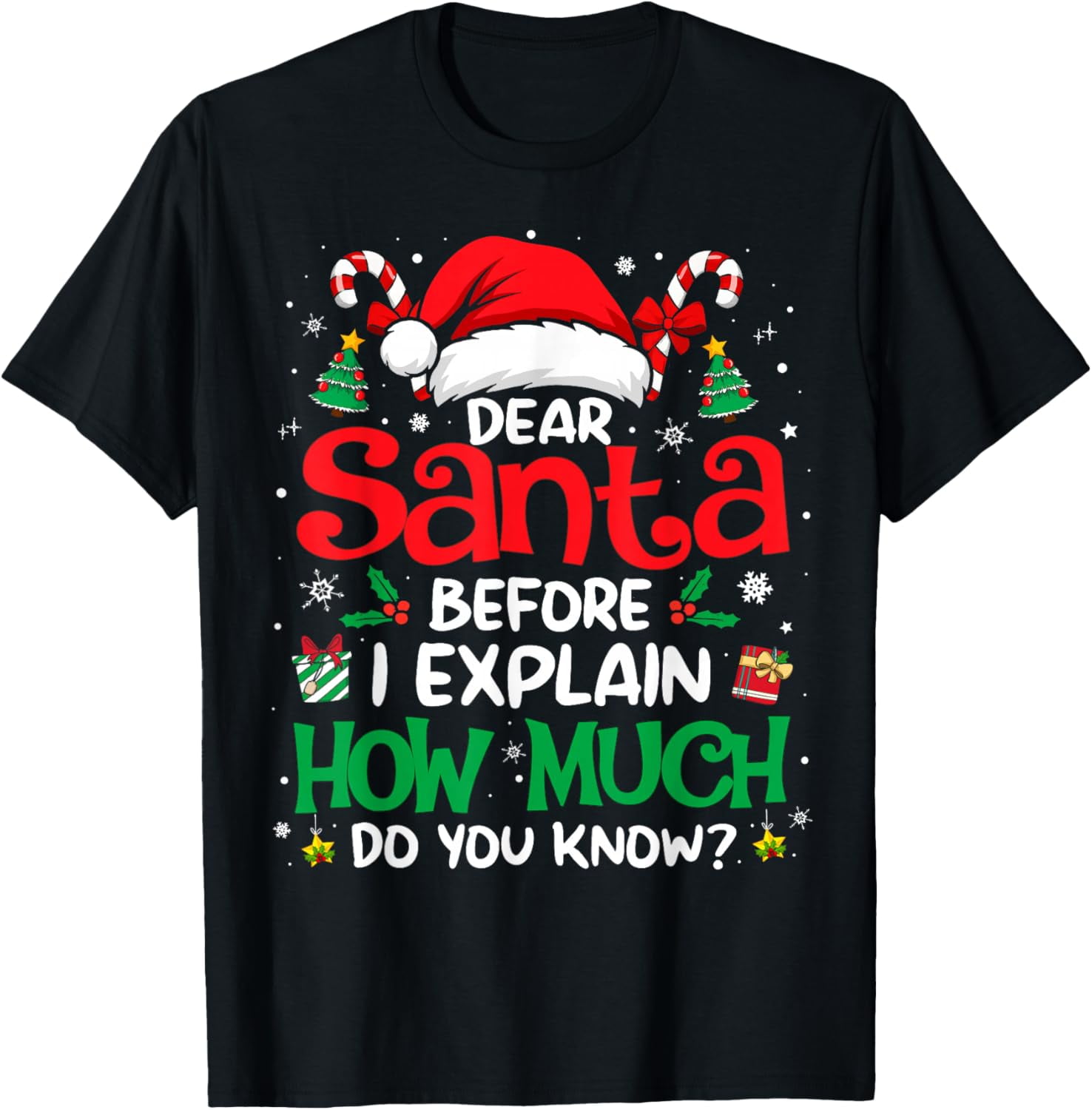 Funny Christmas T-Shirt Unisex Holiday Humor Graphic Tee Santa Gift ...