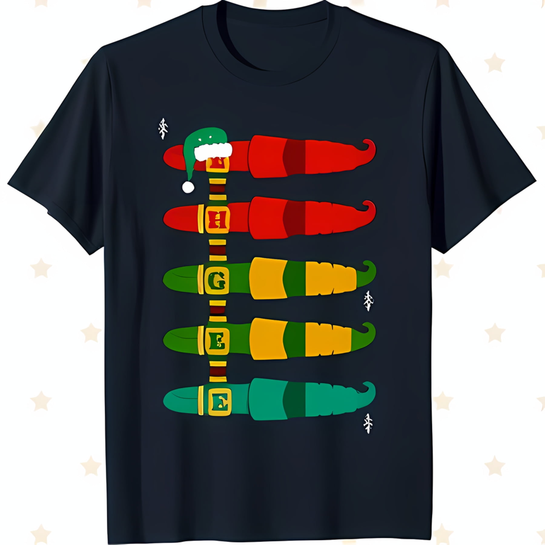 Funny Christmas T-Shirt with Stacked Legs Design 'HUGGE' Holiday Tee ...
