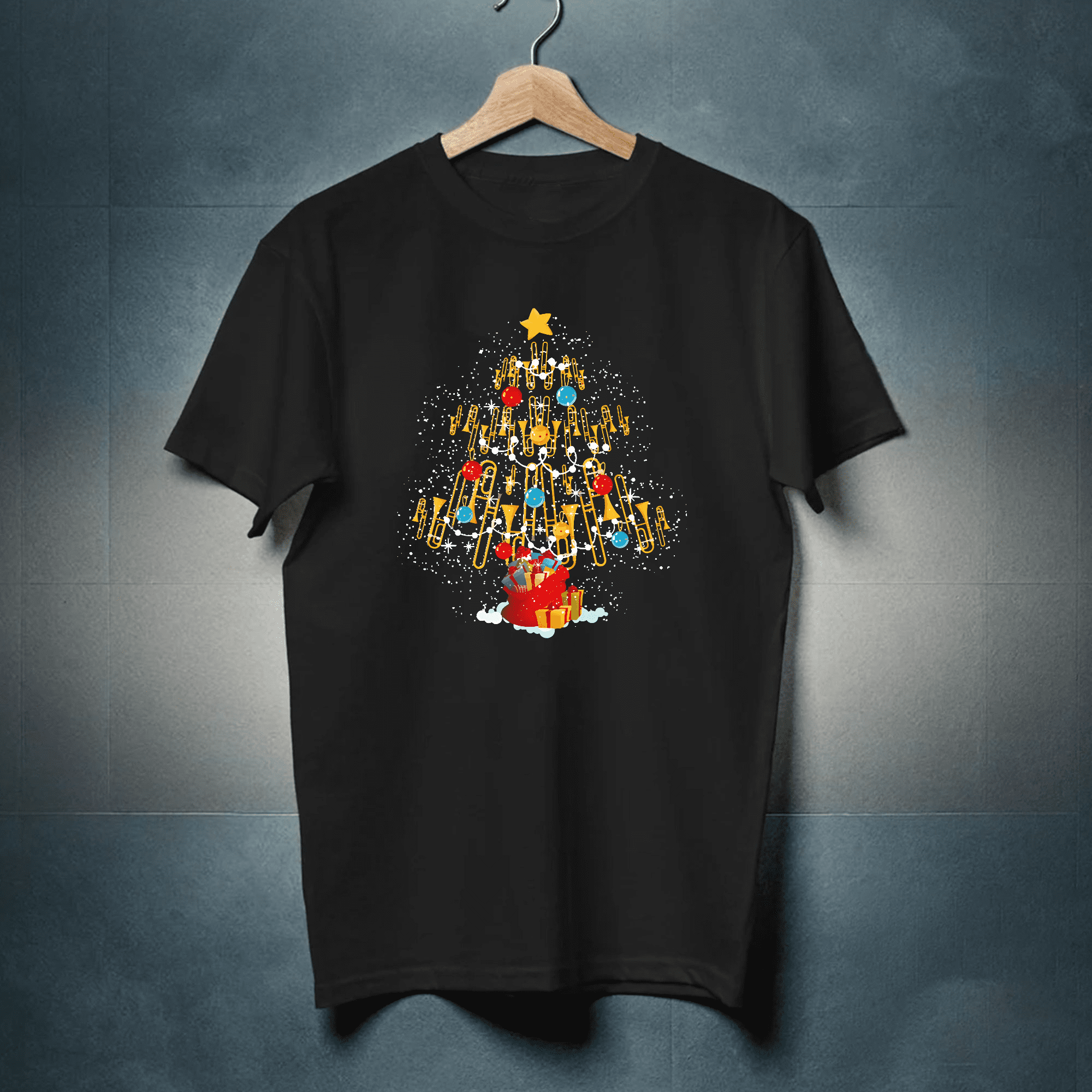 Funny Christmas Trombone Player Gifts Xmas Holiday Graphic Unisex T ...