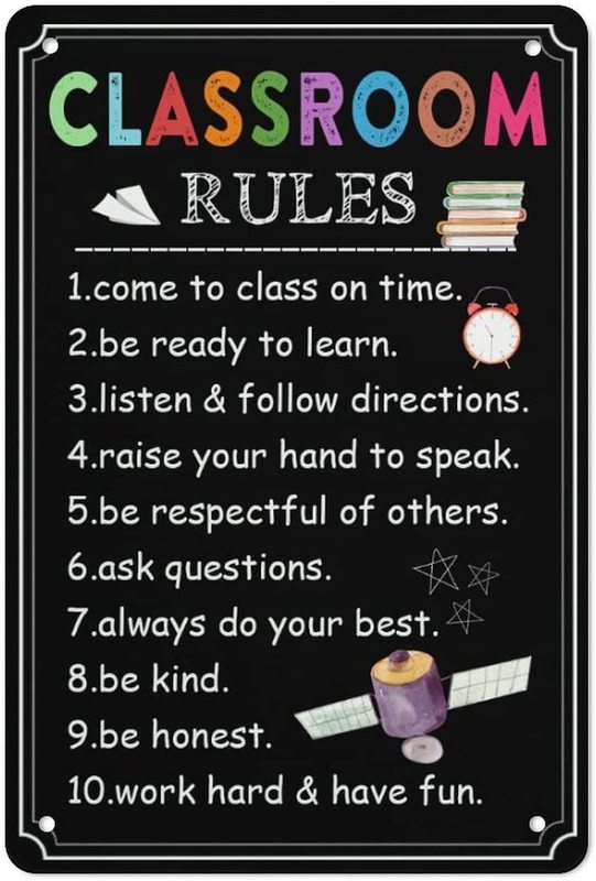 Funny Classroom Rules Metal Tin Sign First Day Of School Sign Back To ...