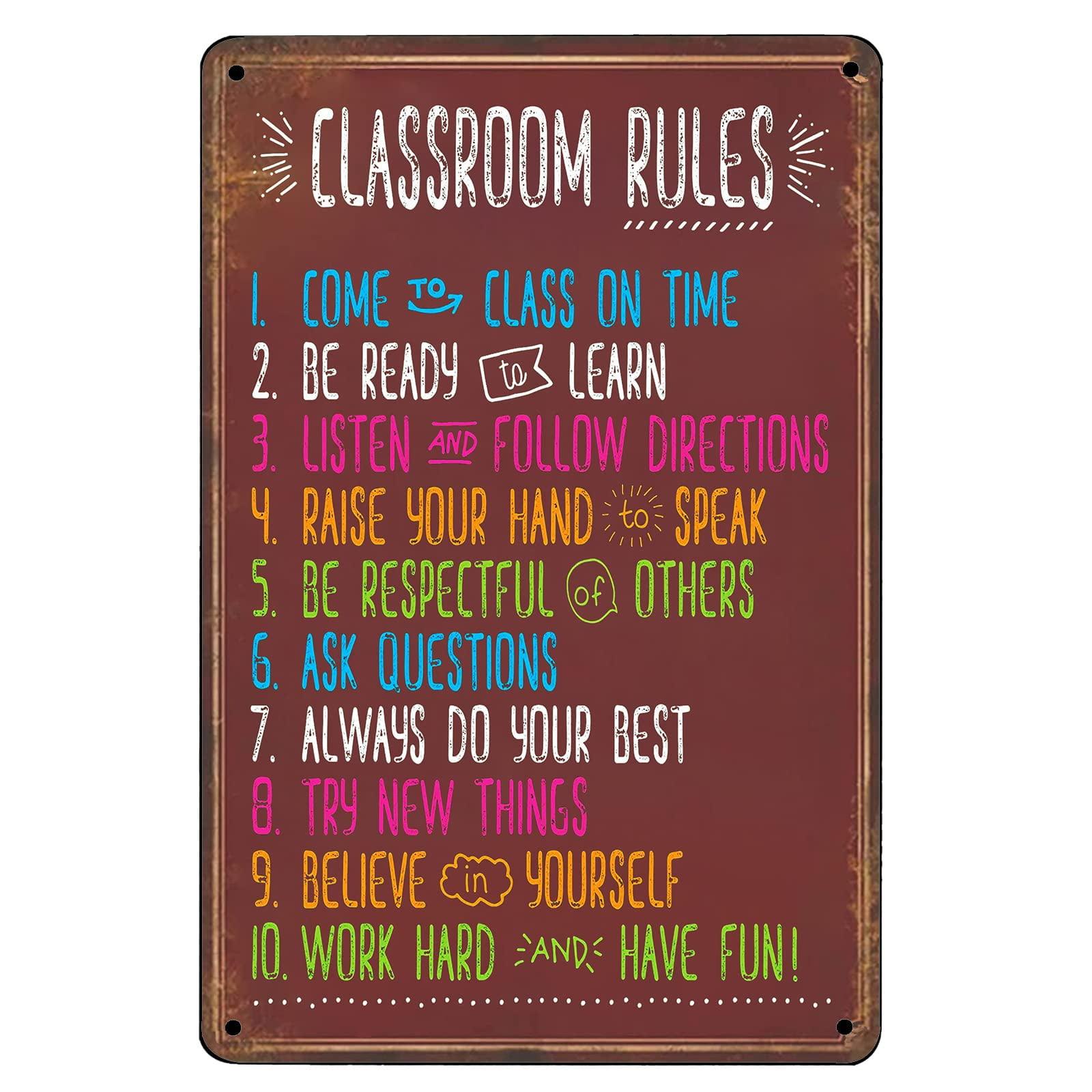 Funny Classroom Rules Vintage Metal Tin Sign Farmhouse Country Home ...