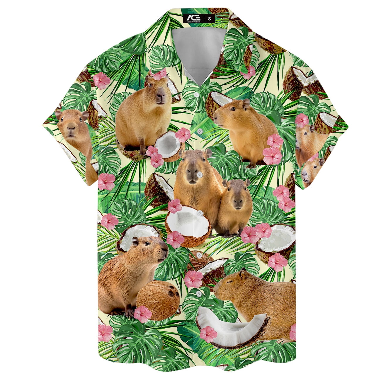 Funny Coconut Capybara Hawaiian Shirt For Men Aloha Tropical Capybara ...