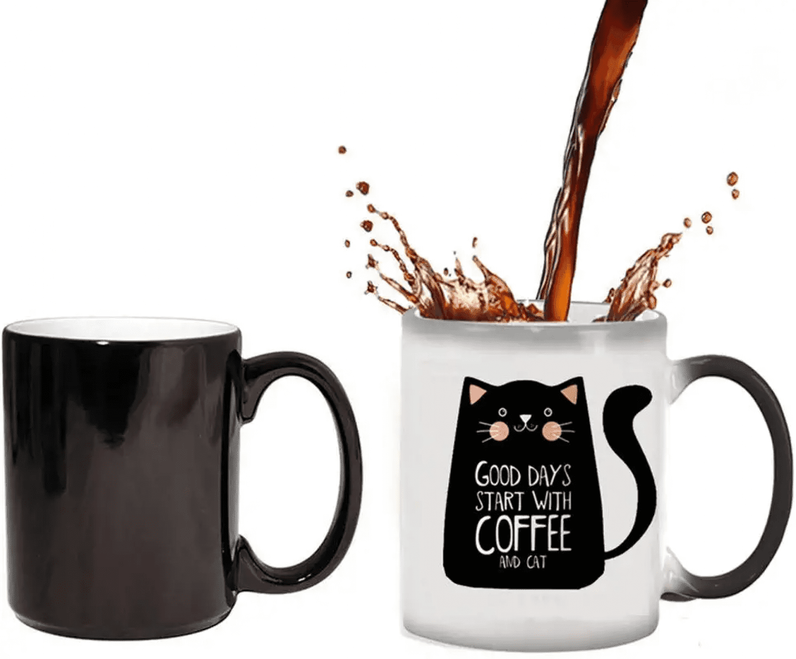 Caliamary Fun Novelty Heat Changing Cat Coffee Mug, Ceramic 11 oz Cup ...