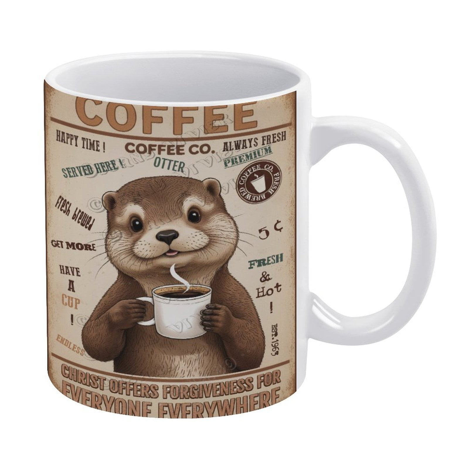Funny Coffee Mug - Otter Decor Coffee Christ Offers Forgiveness for ...
