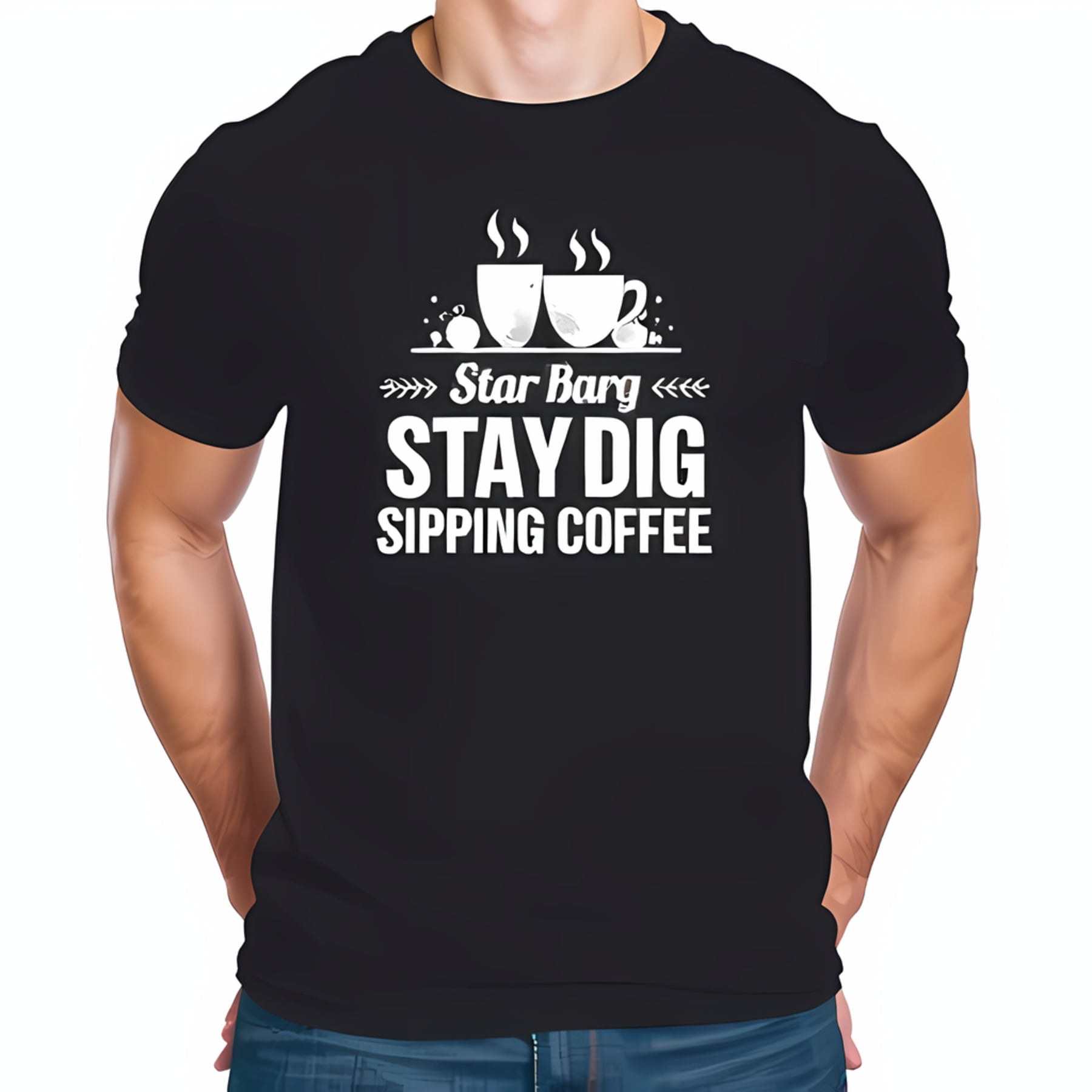 Funny Coffee Mugs Graphic Cotton Short Sleeve T-Shirt - " Star Barg ...
