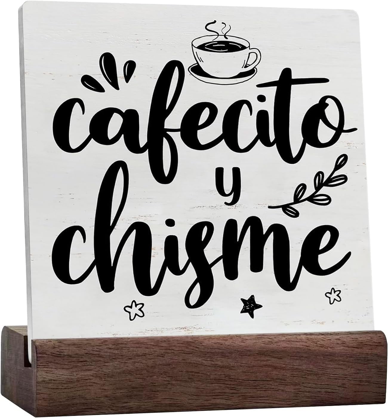 Funny Coffee Sign Coffee Lover Ceramic Table Sign Cafecito Y Chisme ...