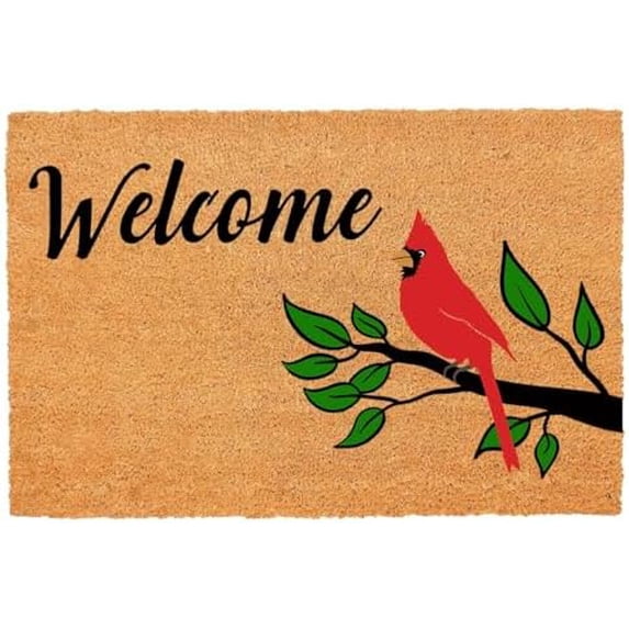 Funny Coir Doormat Cardinal Birds Welcome Front Porch Decor - Heavy ...