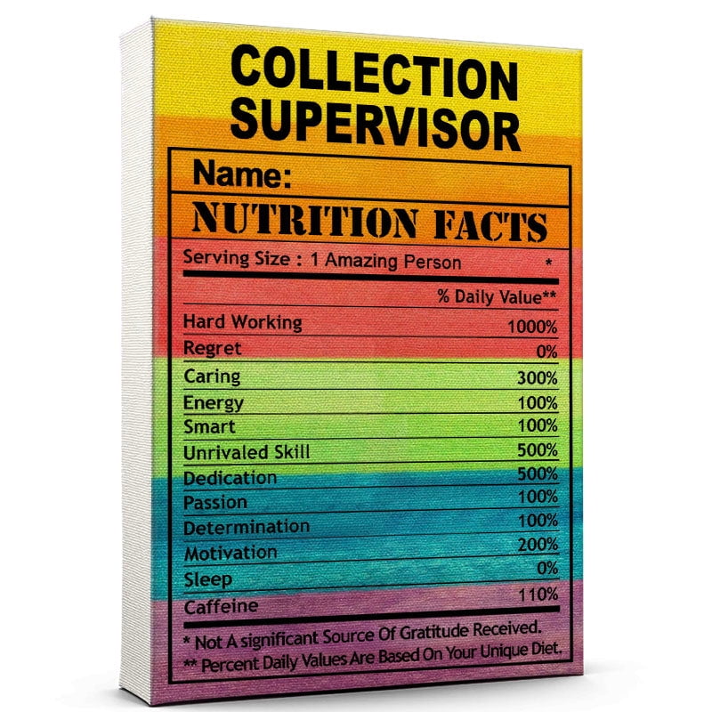 Funny Collection Supervisor Nutrition Facts Canvas Wall Art, Colorful ...