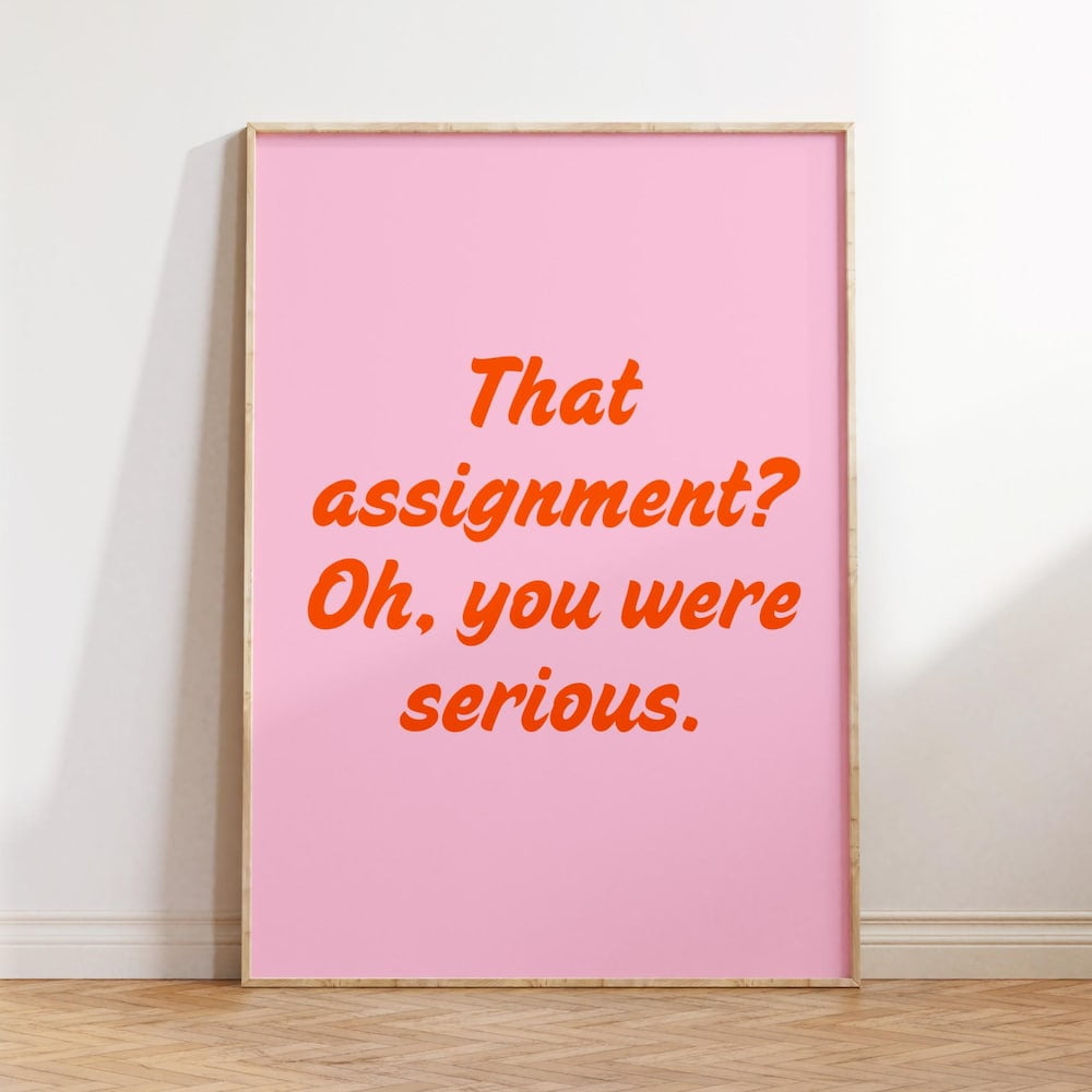 Funny College Quote Wall Art Dorm Room Student Decor Retro Home Office ...