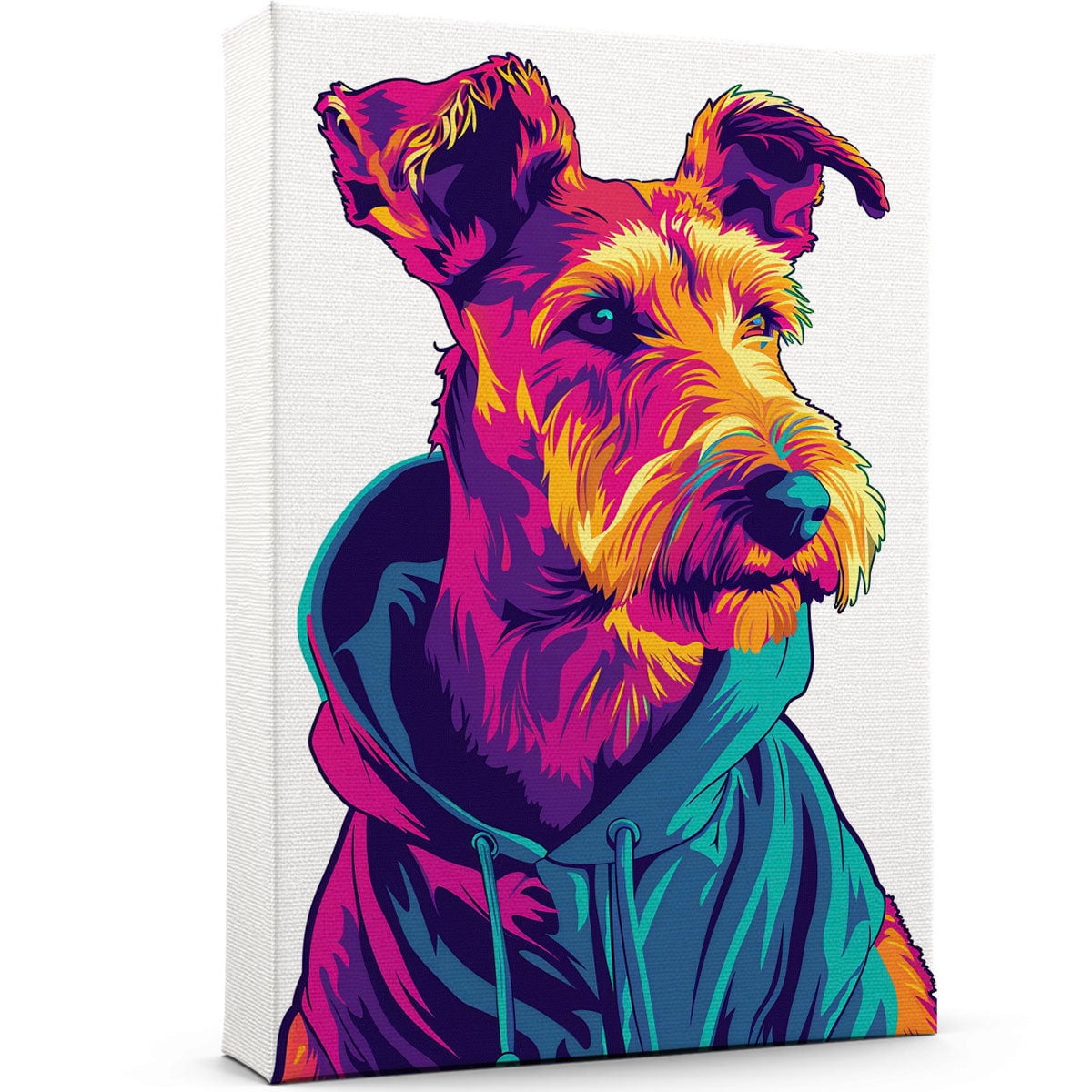 Funny Colorful Animal Canvas Wall Art Print Paintings - Airedale ...