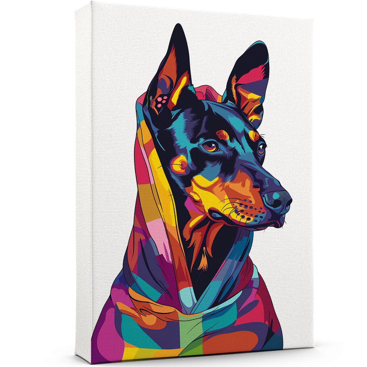 Funny Colorful Animal Canvas Wall Art Print Paintings - German Pinscher ...