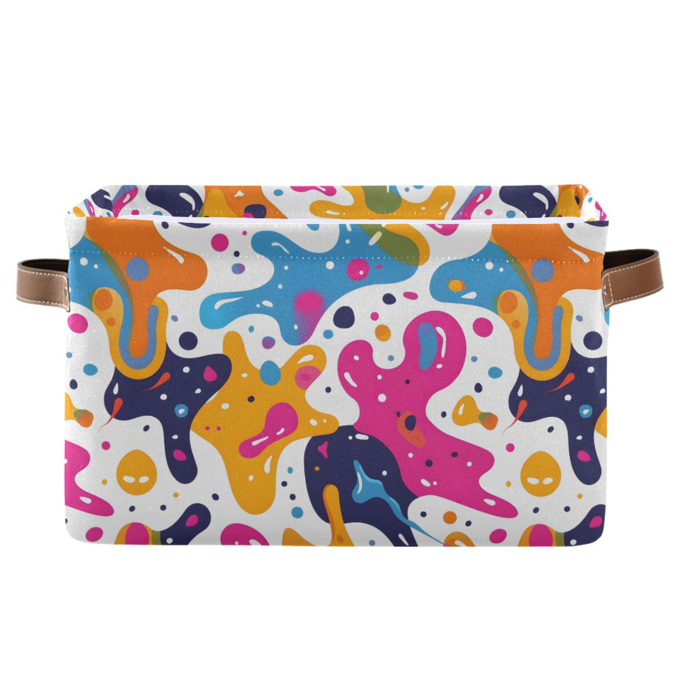 Funny Colorful Blobs Storage Bins with Handle Fabric Organizer Basket ...