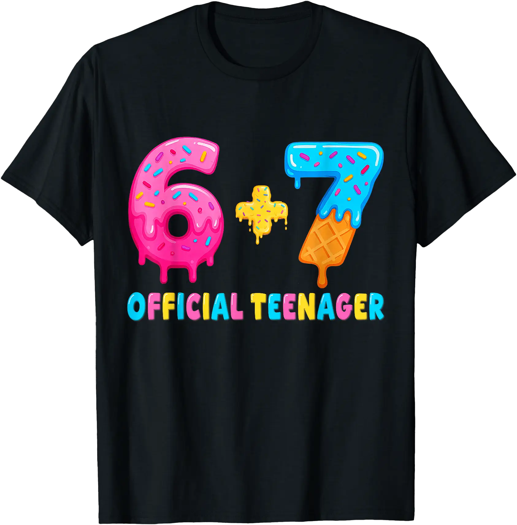 Funny Colorful Ice Cream and Donut Design T-Shirt for 13th Birthday ...